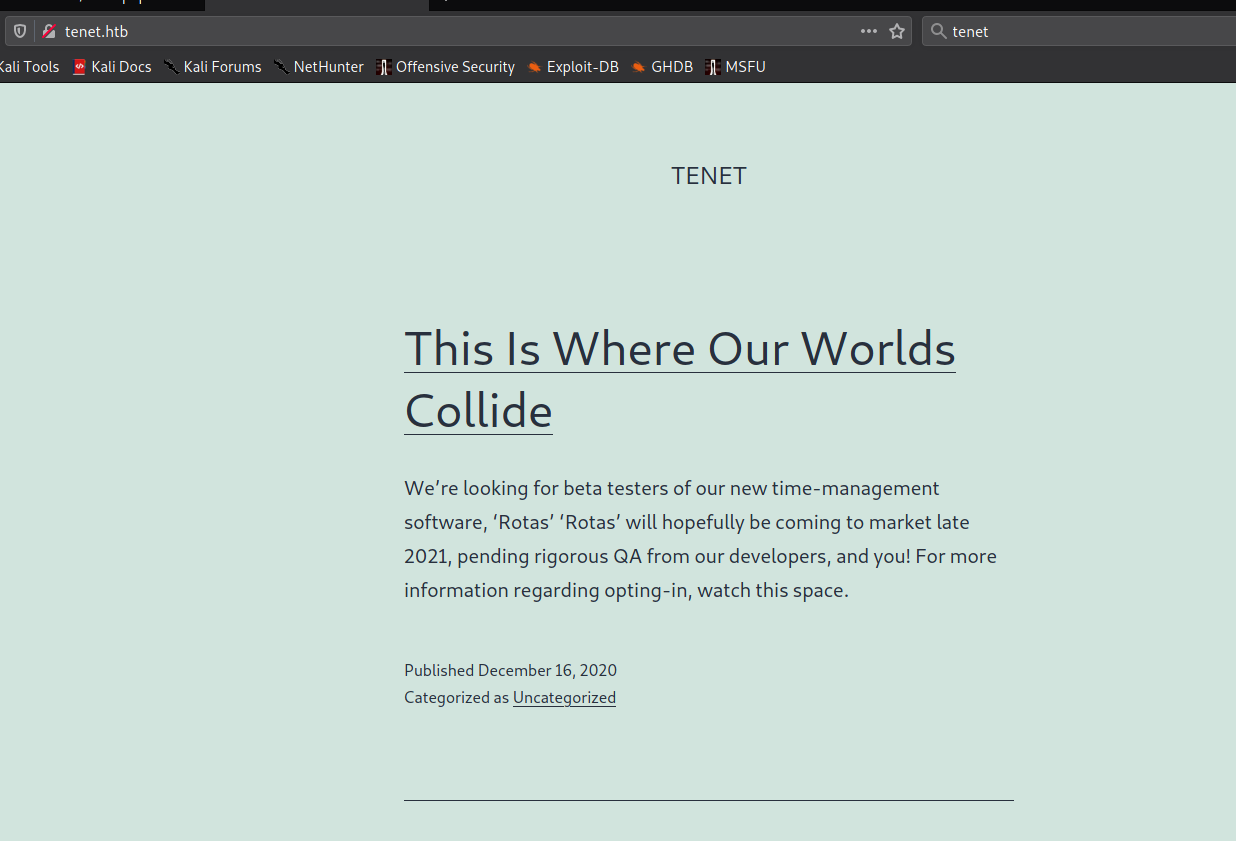 Hack The Box: Tenet – Khaotic Developments