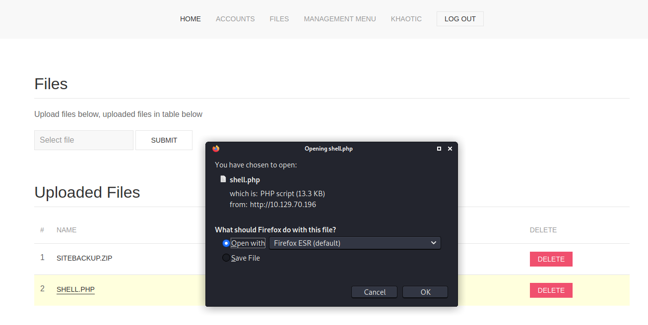 Hack The Box: Previse – Khaotic Developments
